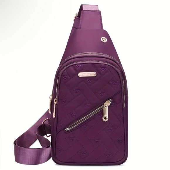 fashion jingpin creations | Bags | Purple Hearts Quilted Sling Bag Nwot ...
